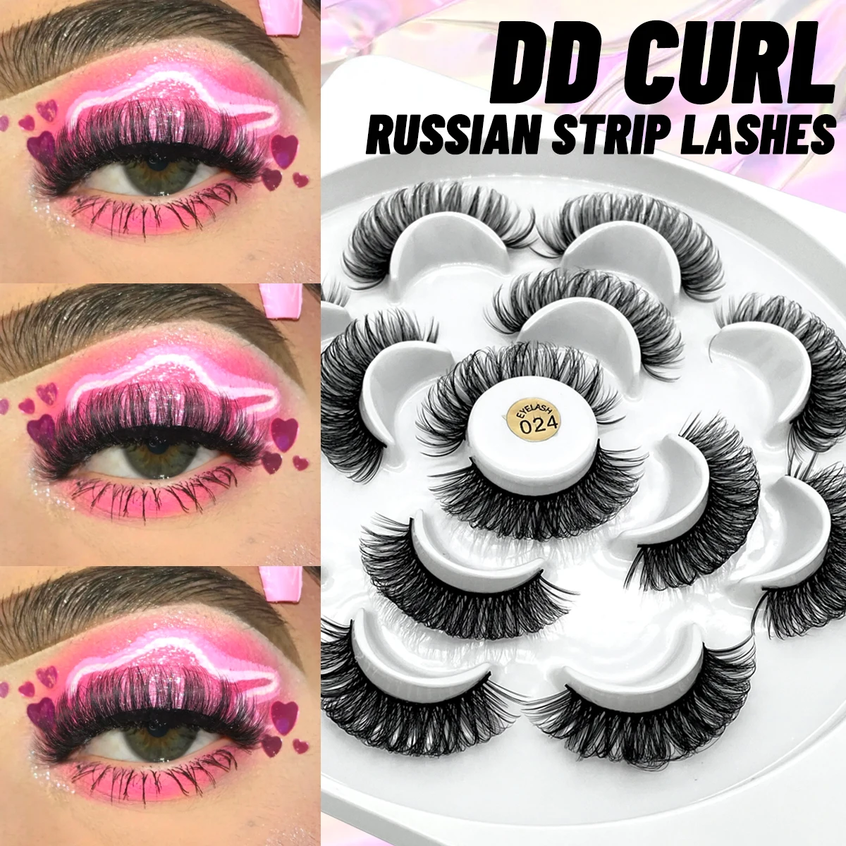 Groinneya Russian Strip Lashes Dd Curl False Eyelashes Natural Soft ...