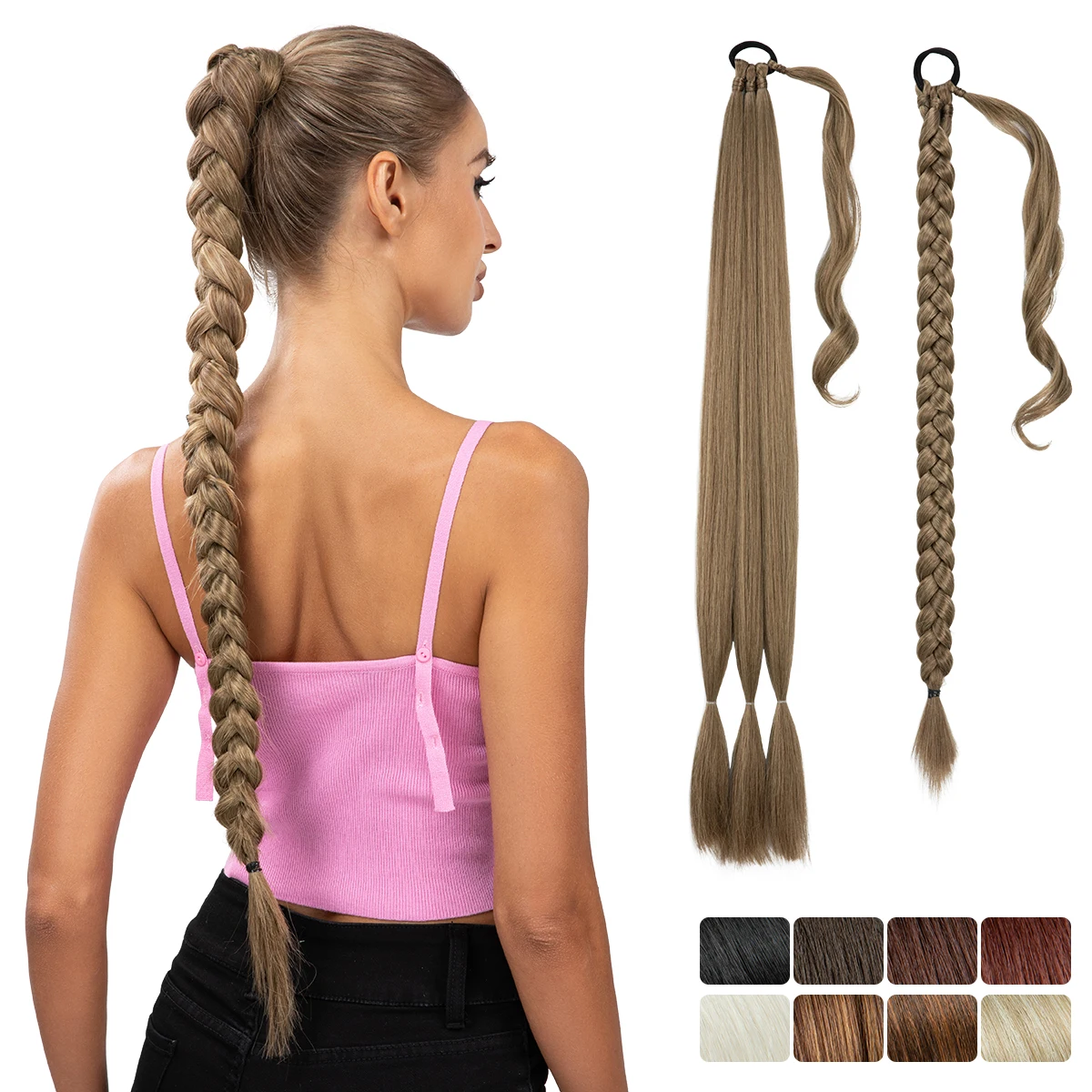Synthetic-Diy-Long-Braid-Ponytail-Extension-with-Elastic-Tie-Straight ...