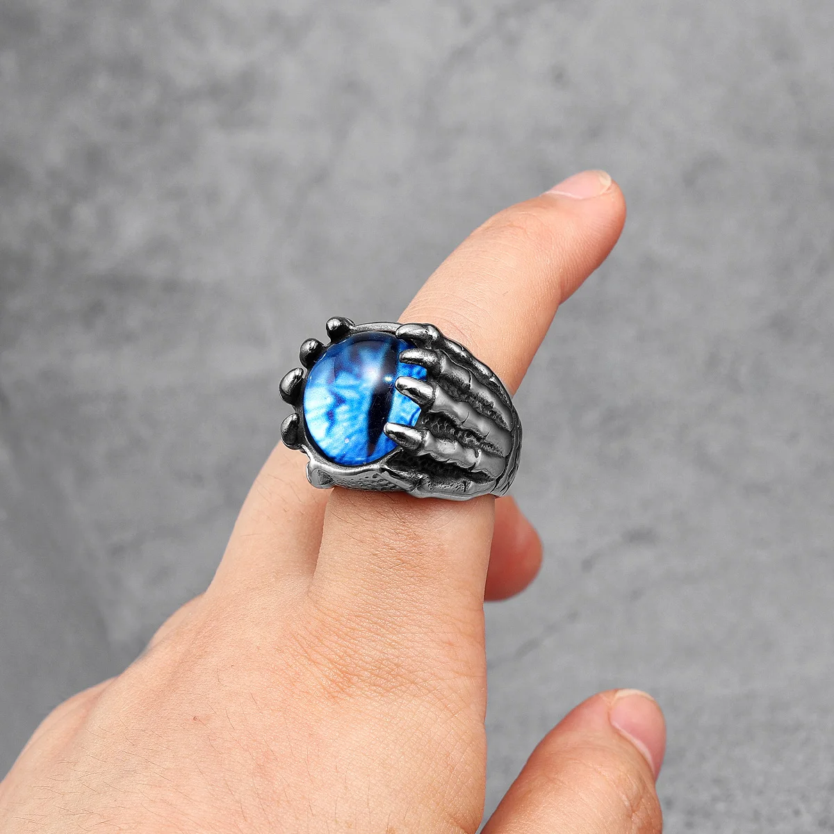 Devil Eye Men Ring 316L Stainless Steel Skull Rings Punk Rock Gothic D ...