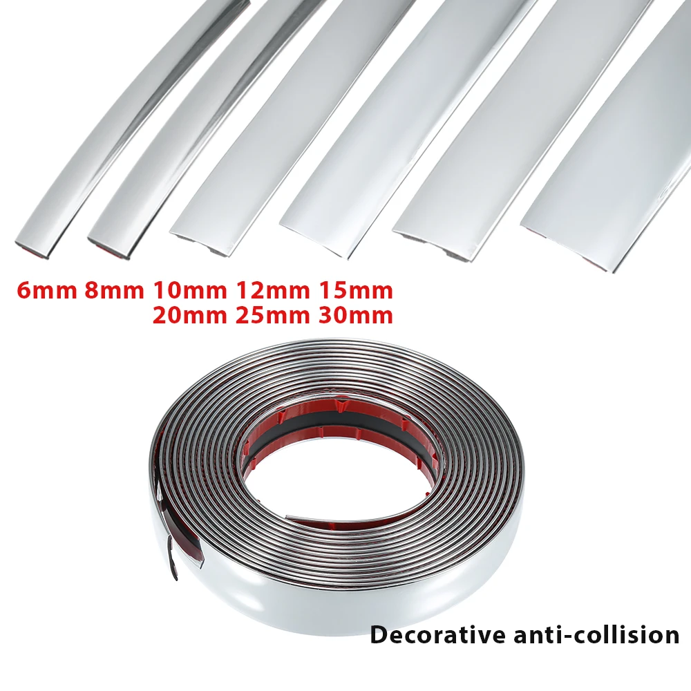 3m/5m Exterior Car Chrome Body Strip Bumper Auto Door Protective ...