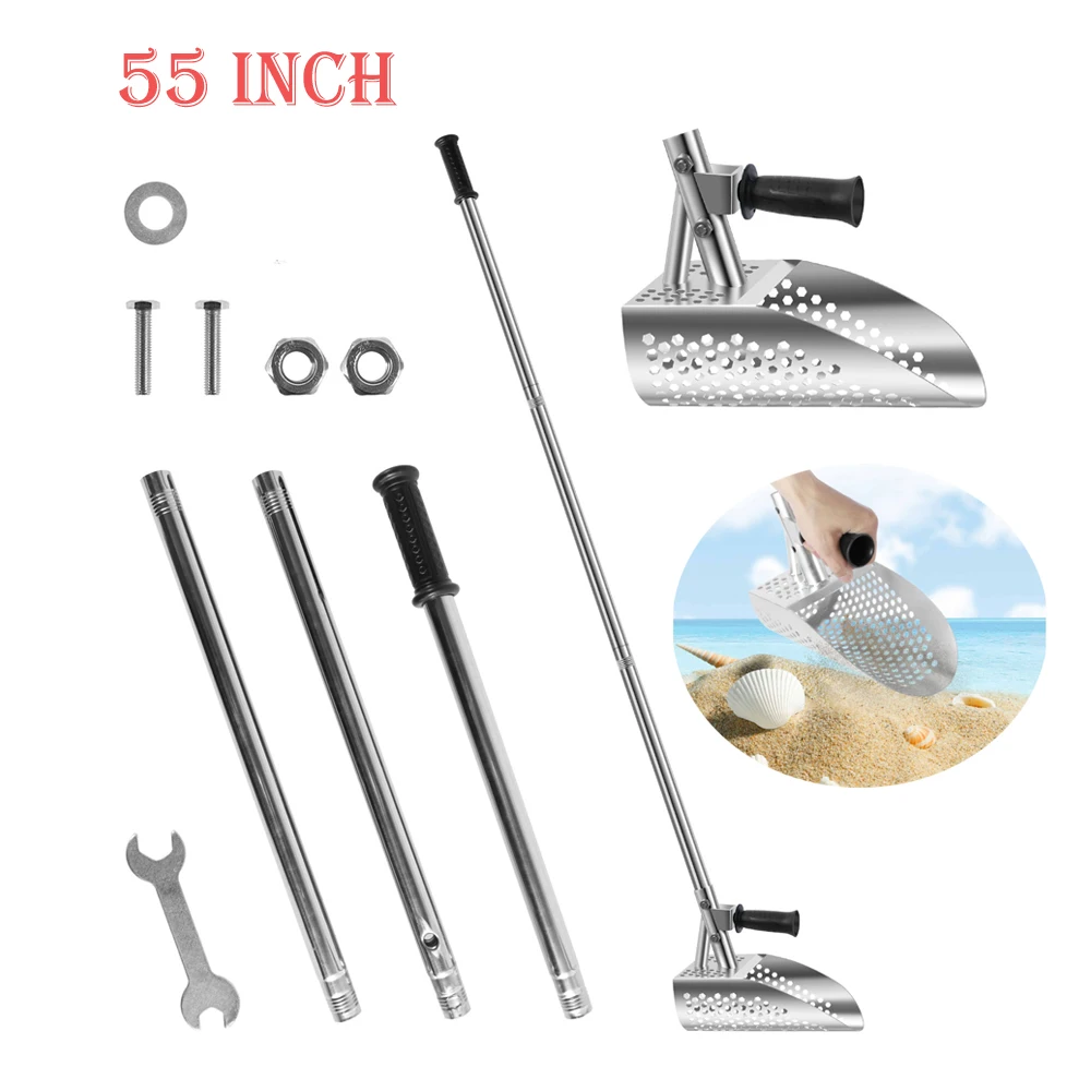55in Beach Treasure Hunting Sand Scoop Metal Detecting Sand Scoop with ...