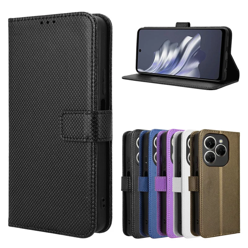 For-Tecno-Spark-20-Pro-Kj6-Luxury-Flip-Diamond-Pattern-Skin-PU-Leather ...