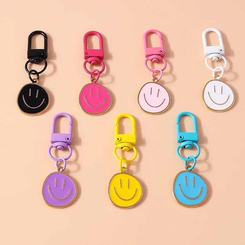Cute Colorful Enamel Smile Face Keychain for Car Key Holder Women Men ...