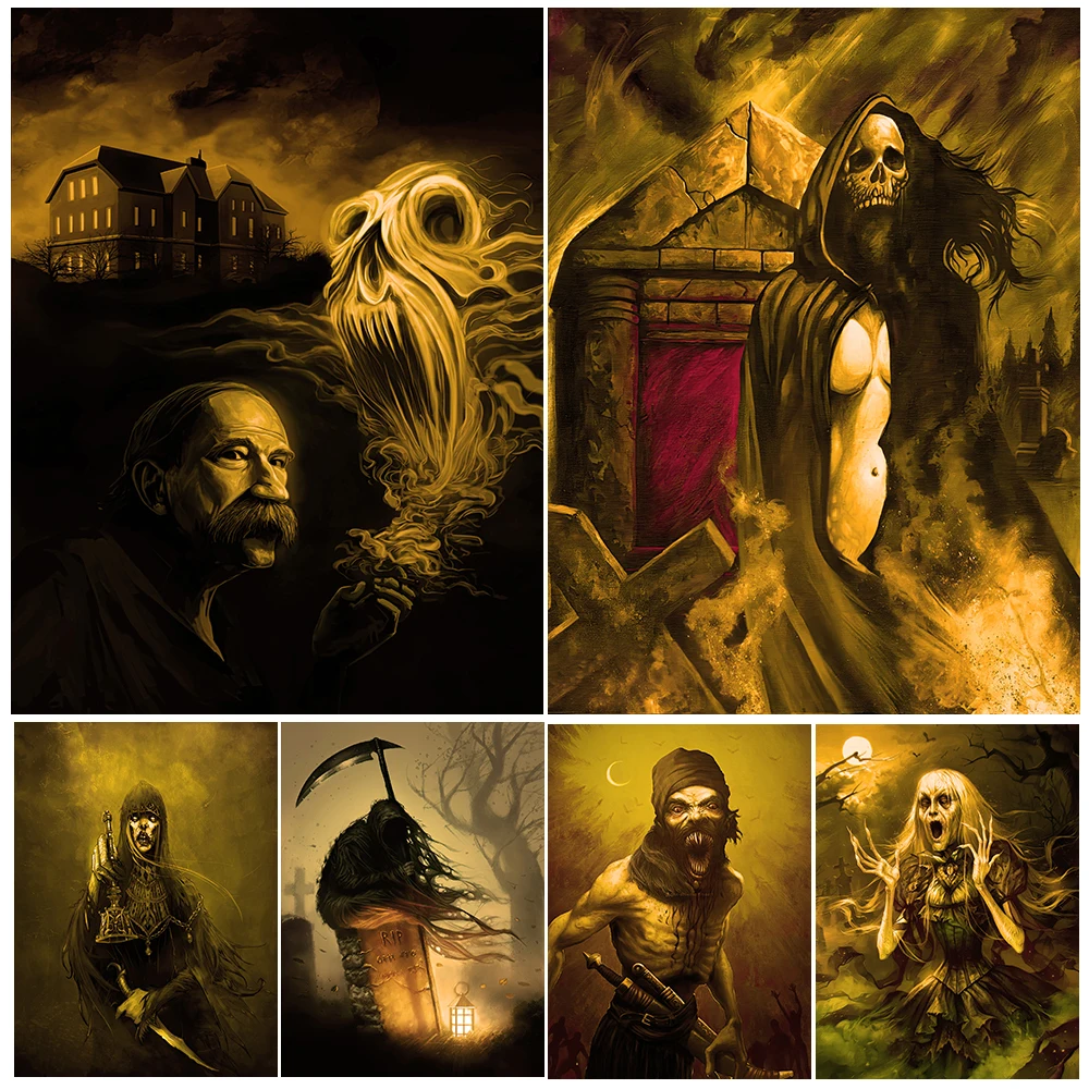 Scythe-Of-Death-Banshee-Skeleton-Demon-Snake-Witch-Vintage-Wall-Art ...