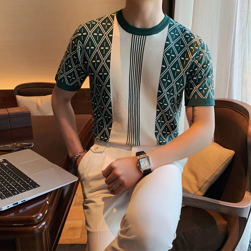 Summer-Men-Short-Sleeve-Knit-Shirts-Male-High-Quality-Slim-Fit-Round ...