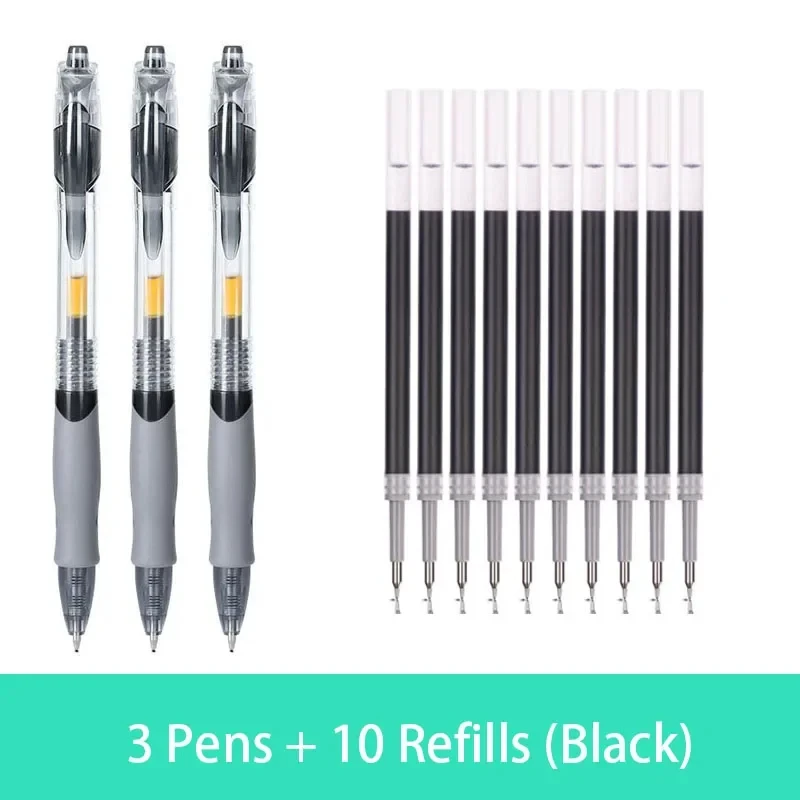 Gel Pens & Refills Set Retractable Writing Pen Black/red/blue Ink 0.5 ...