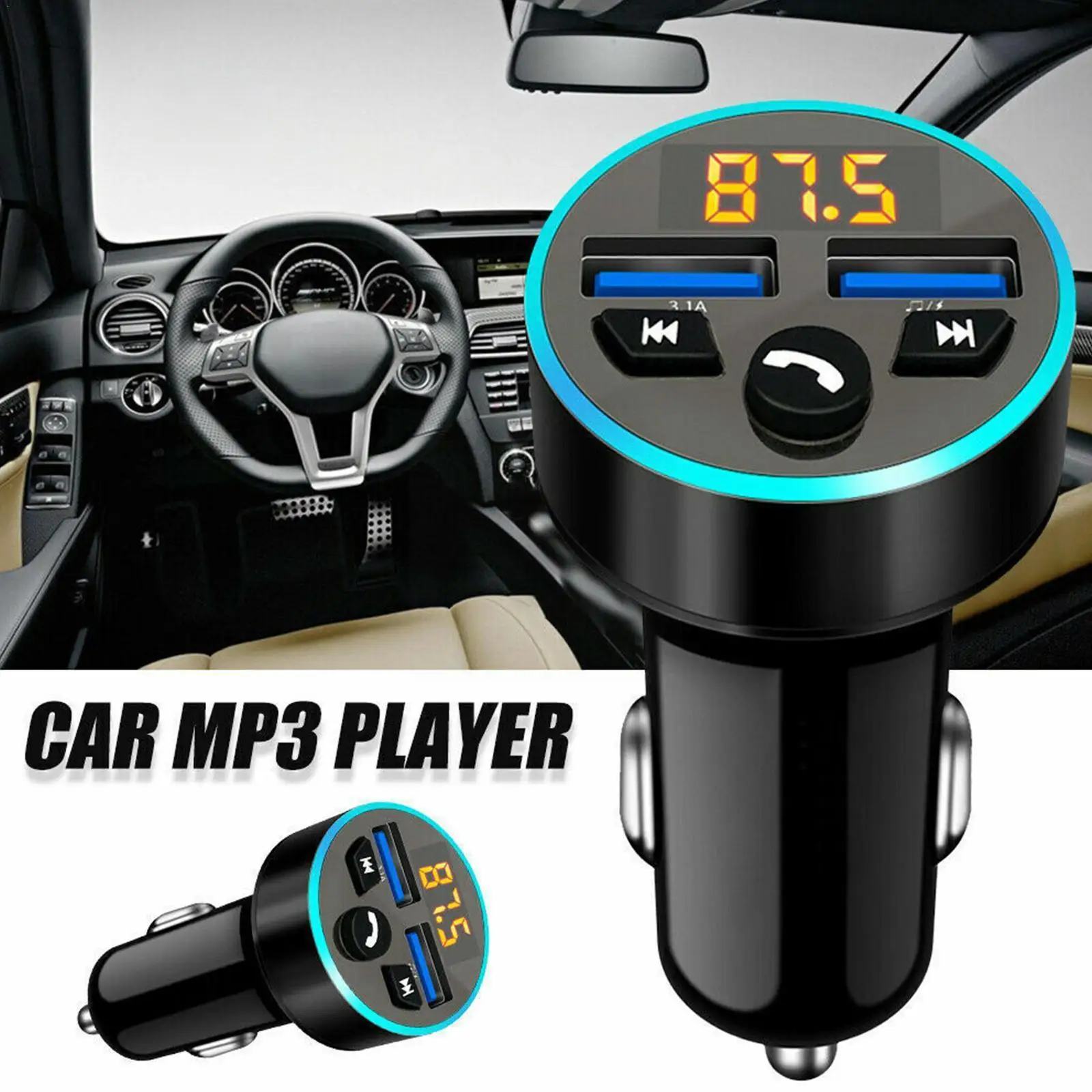 Transmisor FM estéreo para coche, reproductor MP3 3.1A, carga rápida 5,0, modulador FM manos ...