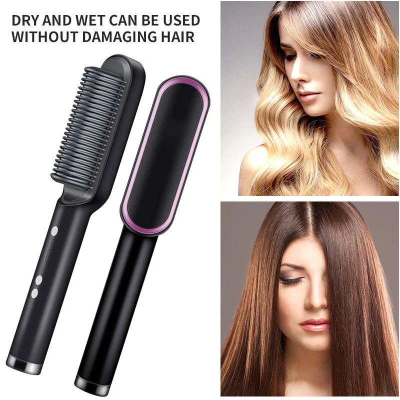 Electric Hot Comb Multifunctional Straight Hair Straightener Comb Negative Ion Anti Scalding ...