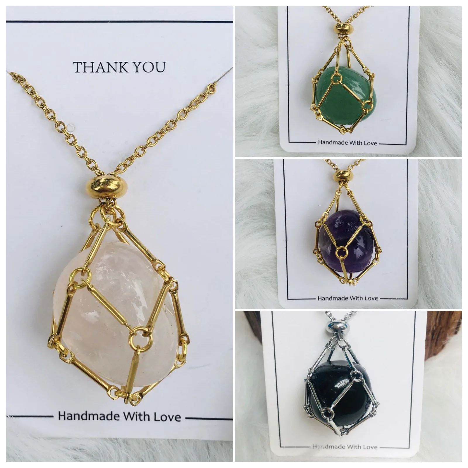 Tie-Necklace-Natural-Crystal-Stone-Net-Metal-Joint-Necklace-Weaving ...