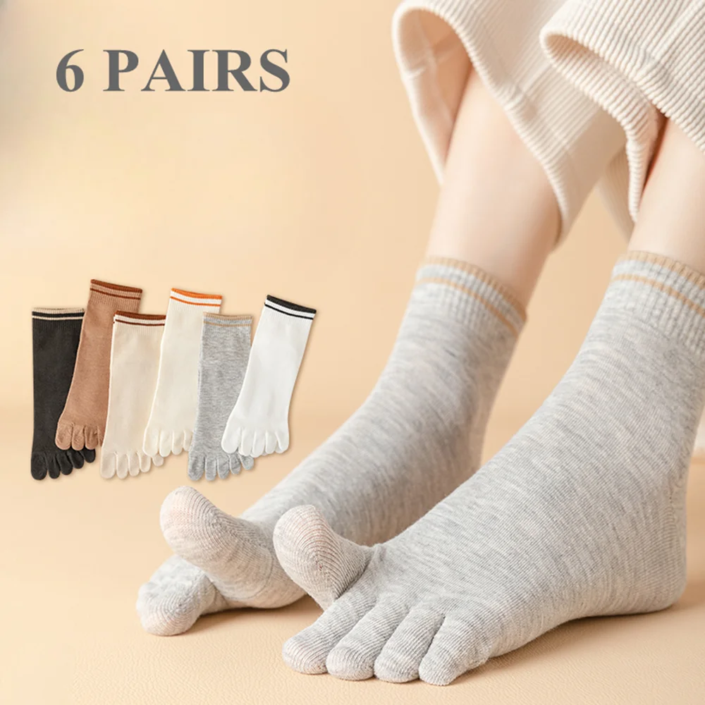 6-Pairs-Women-Five-Finger-Socks-High-Quality-Cotton-Toe-Socks-Autumn ...