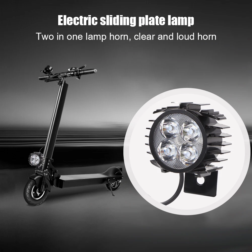 4 LED Electric Bicycle 2-in-1 Horn Headlight Folding Scooter Aluminum ...