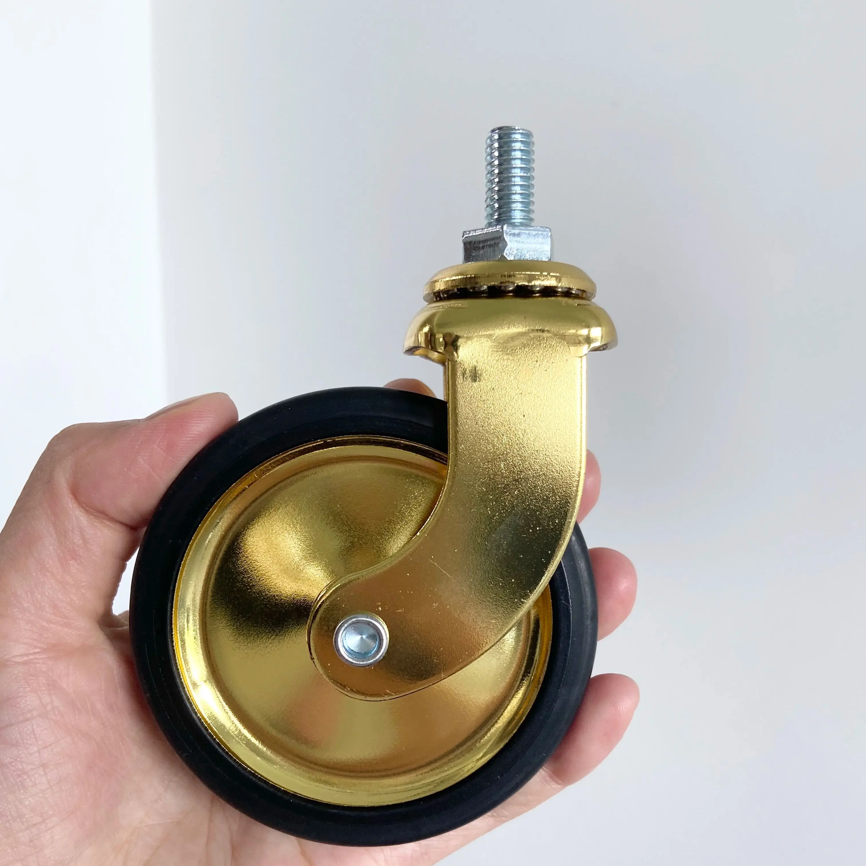 4-Pack 3" Screw Stem Swivel Casters w/ Gold Brake - PP Silent Wheels ...
