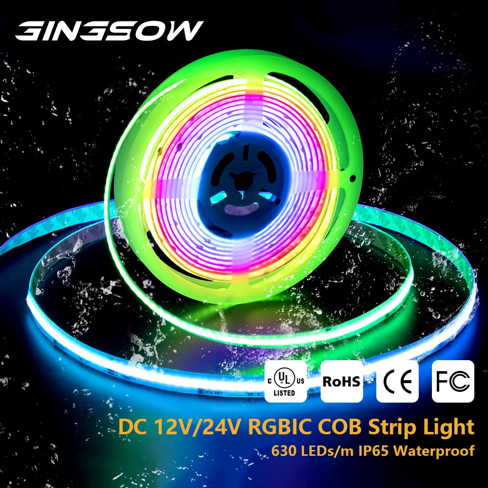 LED Strip Light DC 12V/24V (COB) 630 LEDs/M High Density Flexible