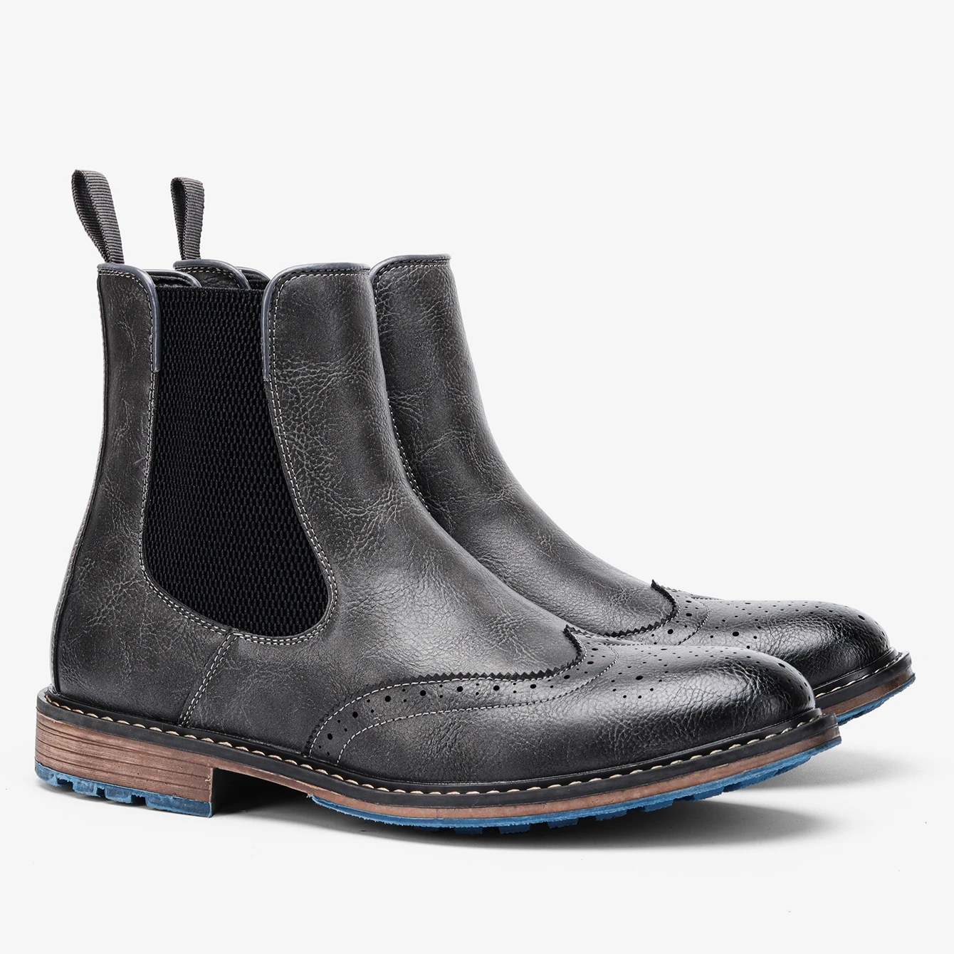 HECRAFTED-Botas-chelsea-Brogue-de-cuero-botines-c-modos-de-marca-a-la ...