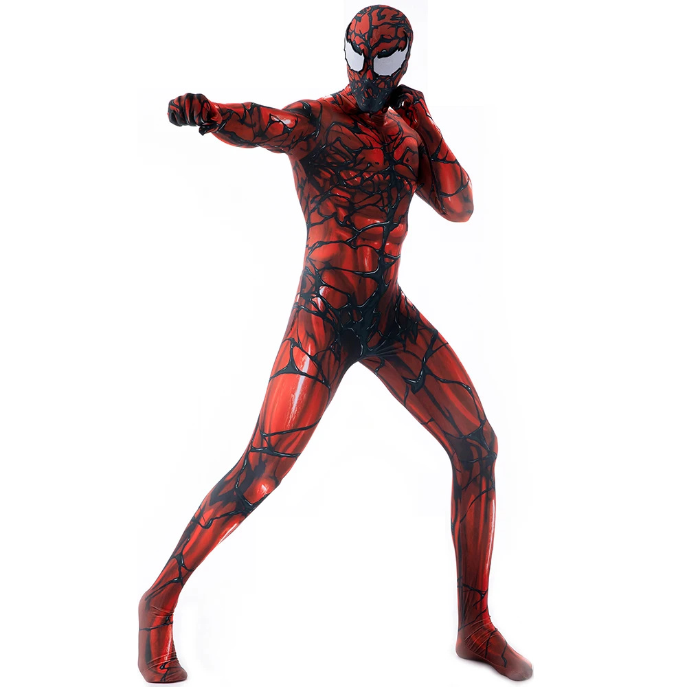 Halloween Red Venom Symbiote Spiderman Superhero Cosplay Costume Zentai ...