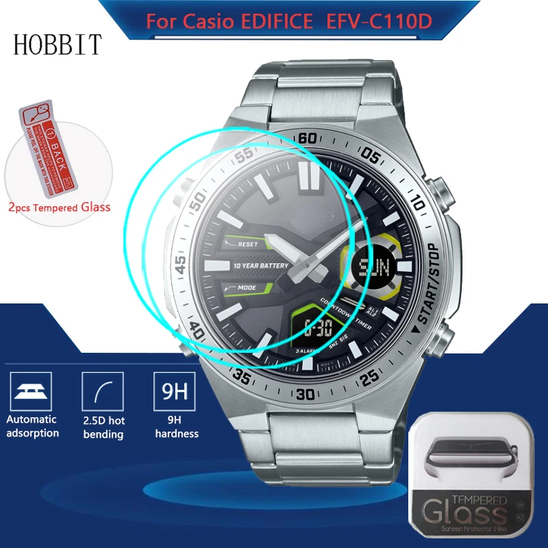 2PCS-Tempered-Glass-For-Casio-EDIFICE-EFV-C110D-Watch-Screen-Protective ...