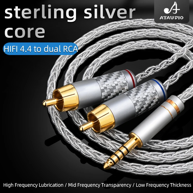 Pure-Silver-4-4mm-Balance-to-2RCA-Audio-Cable-Hifi-4-4mm-to-RCA-Upgrade ...