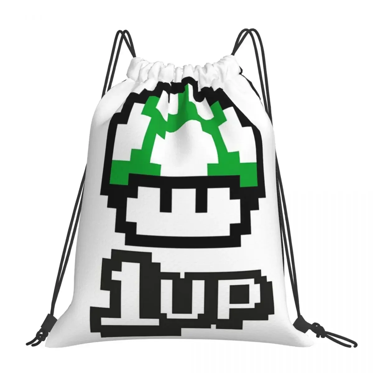 8-Bit-1up-Mushroom-Backpacks-Casual-Portable-Drawstring-Bags-Drawstring ...