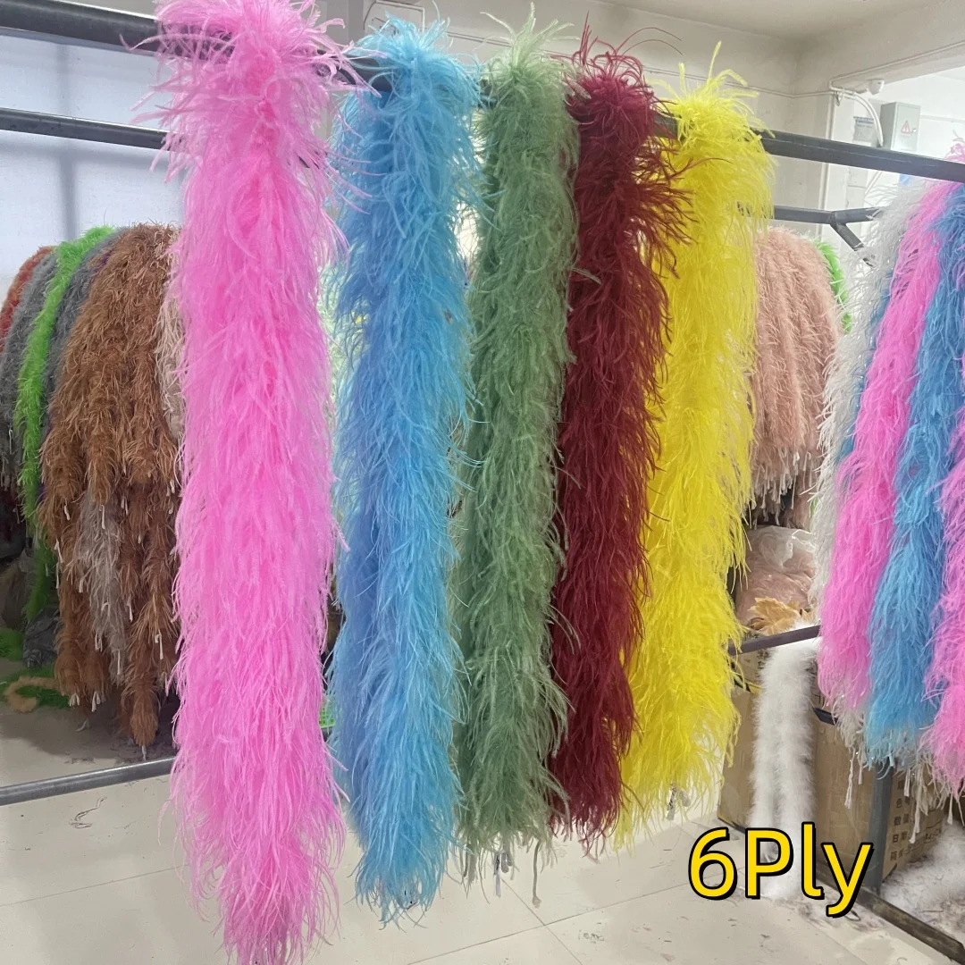2Meters Real Ostrich Feathers Boa 2 3 6 1015Ply Fluffy Ostrich Feather ...