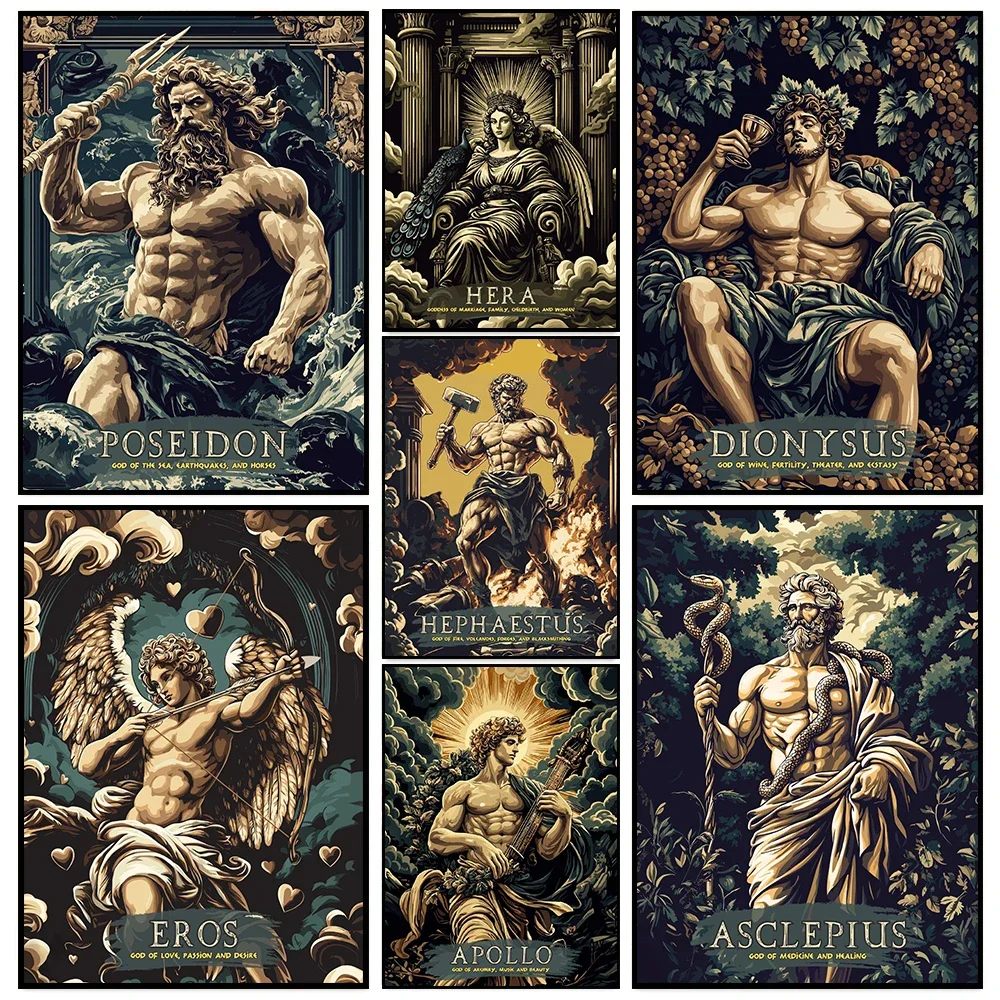 Classic Greek Mythology Art Gods Portrait Retro Posters Prints Canvas ...