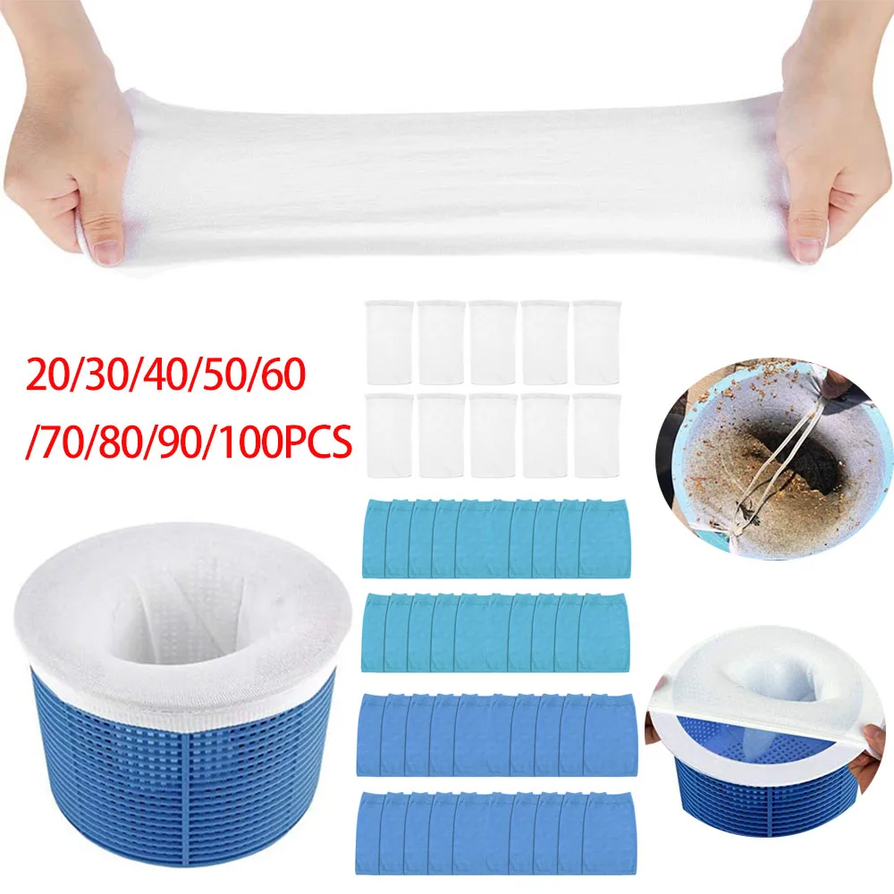 20-100Pcs Pool Skimmer Socks Pool Cleaning Reusable Savers Nylon Mesh ...