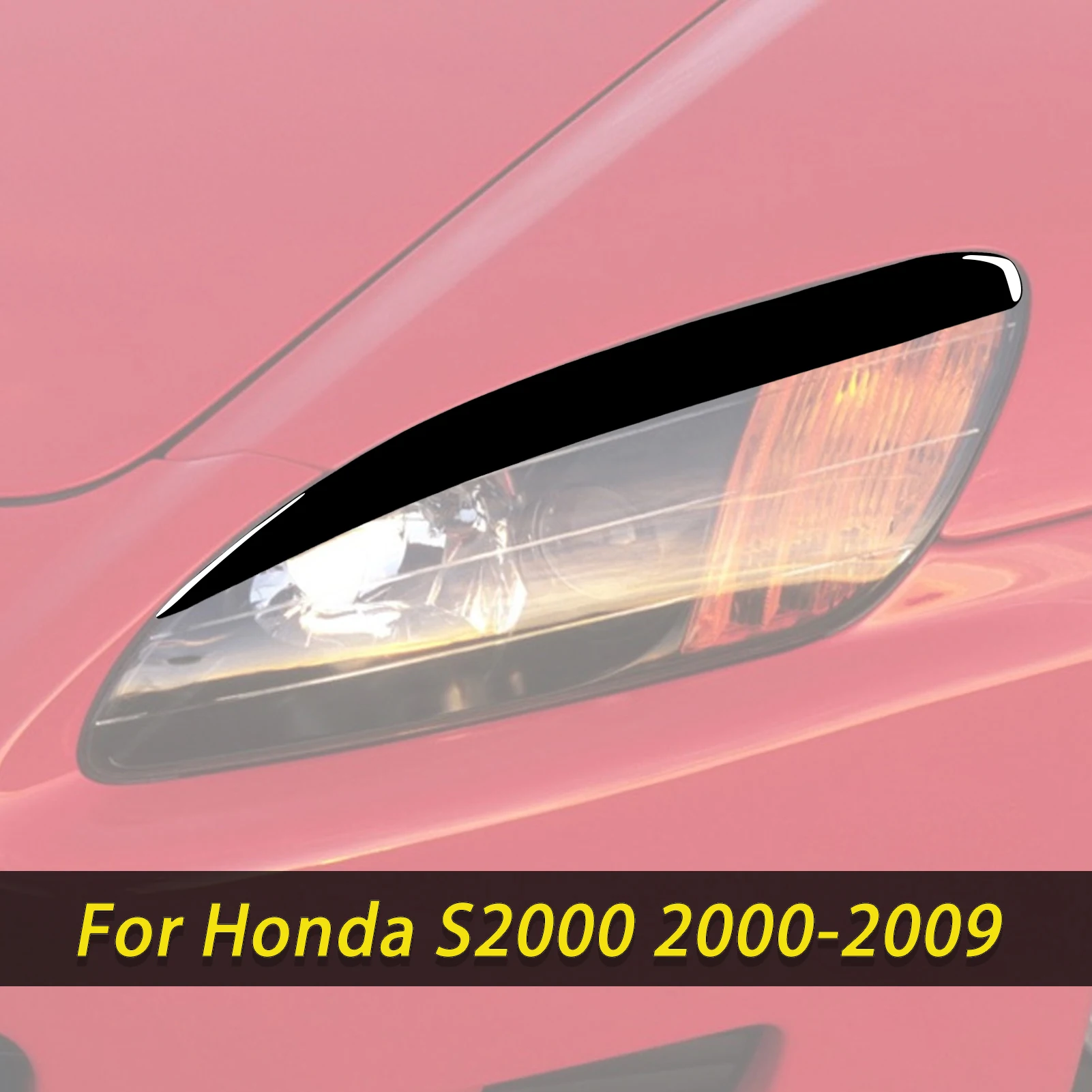 For Honda S2000 2000 2009 2Pcs Gloss Black Car Front Headlight Eyebrow ...
