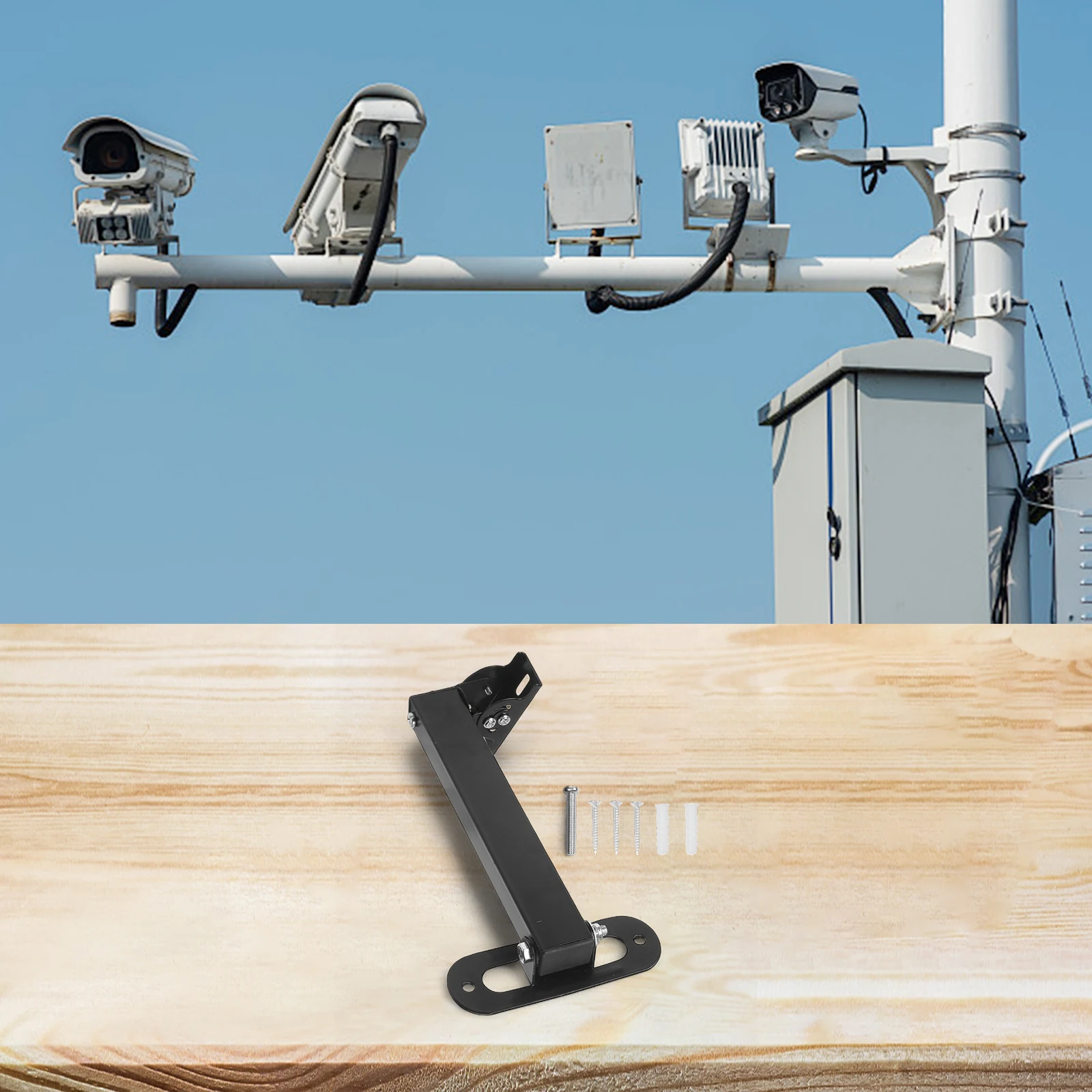 1pc Wall Corner Mount Metal Black Bracket Long Arm For CCTV Camera ...