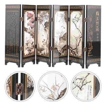 Mini Screen Antique Folding Screen Wall Divider Decor Chinese Style ...