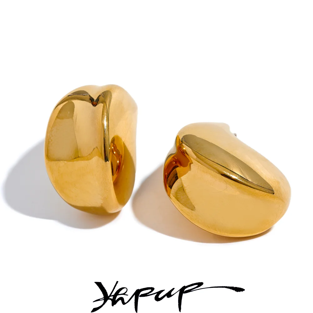 Yhpup New Stainless Steel Thicker Chunky Fat Fashion Hollow Earrings ...