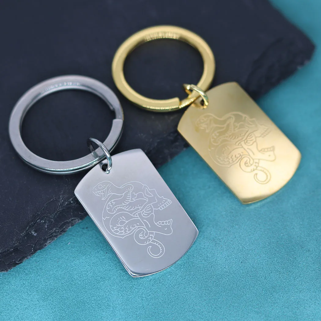 Nedar-Gothic-Skull-Snake-Men-Keychain-Tag-Charm-Memento-Mori-Day-Of-The ...