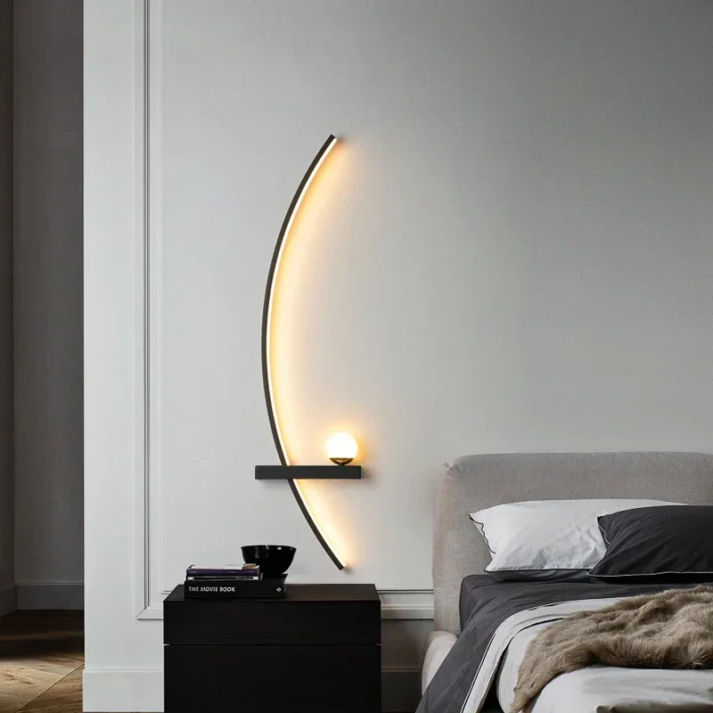 Nordic LED Wall Lamp Stripes Wall Sconce for Bedroom Bedside Living ...