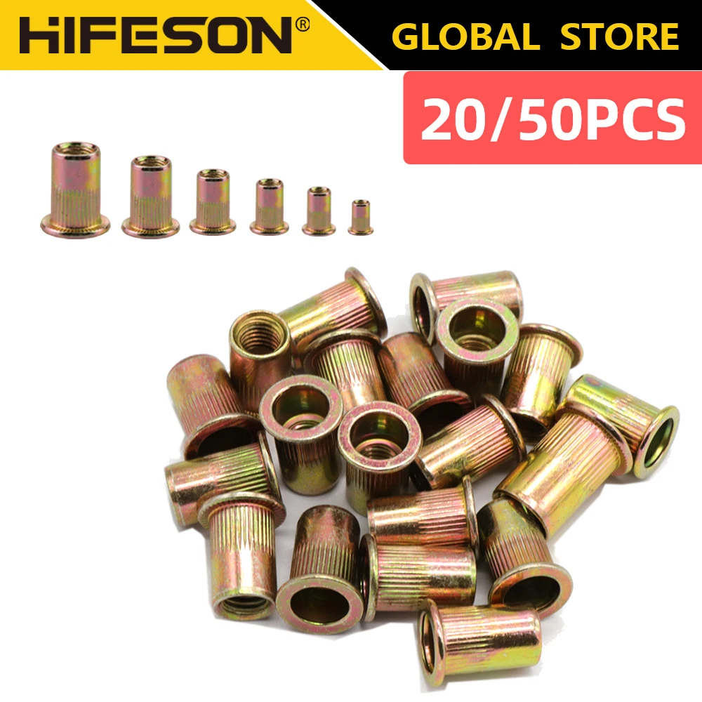 Écrous de Rivet M3 M4 M5 M6 M8 M10 M12, tête plate, Insert fileté ...