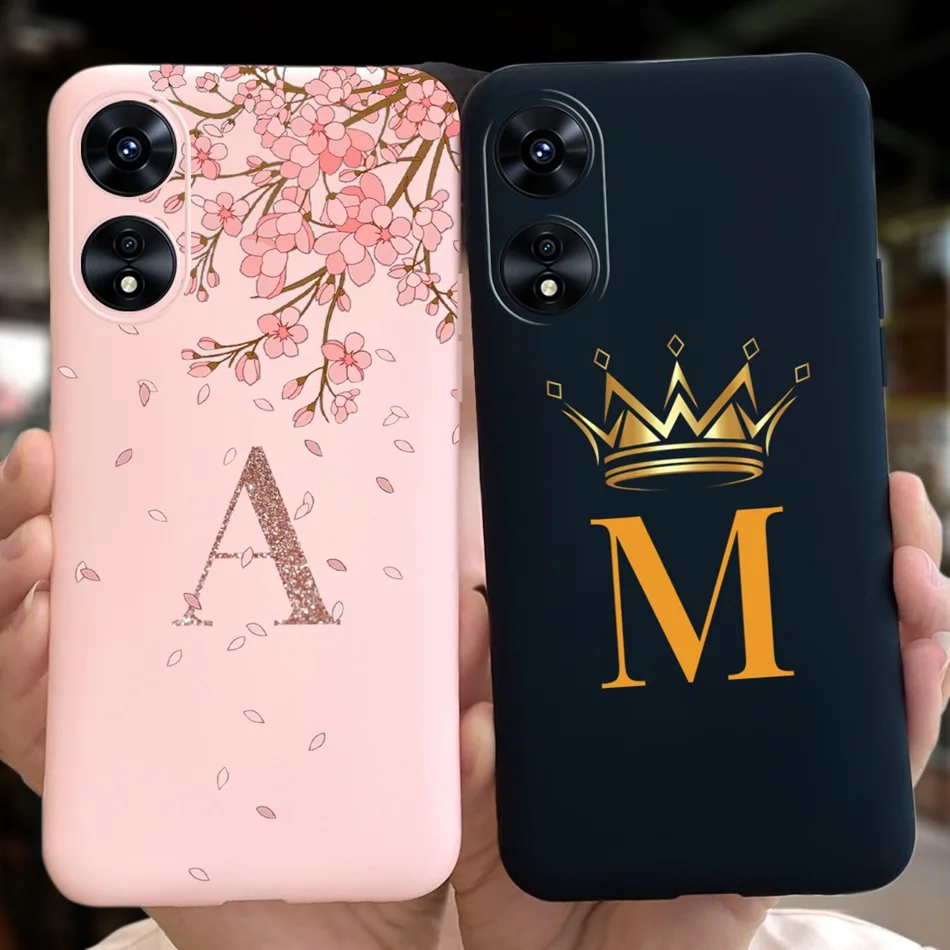 For OPPO A97 A78 A58 A58x Fashion Crown Initial Letter Phone Case For ...