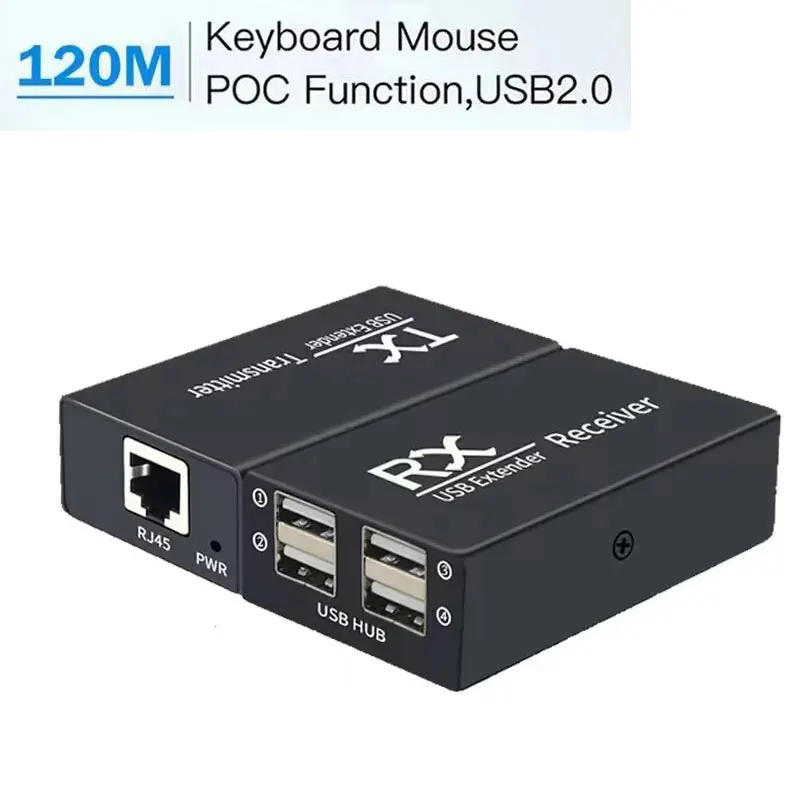 120M-USB2-0-Extender-4-Port-USB-Hub-Over-Cat-6E-6-Ethernet-RJ45 ...