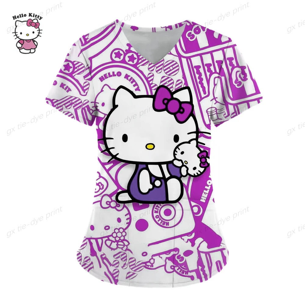 Uniforme de Hello Kitty para mujer, camisa de trabajo de enfermera con ...