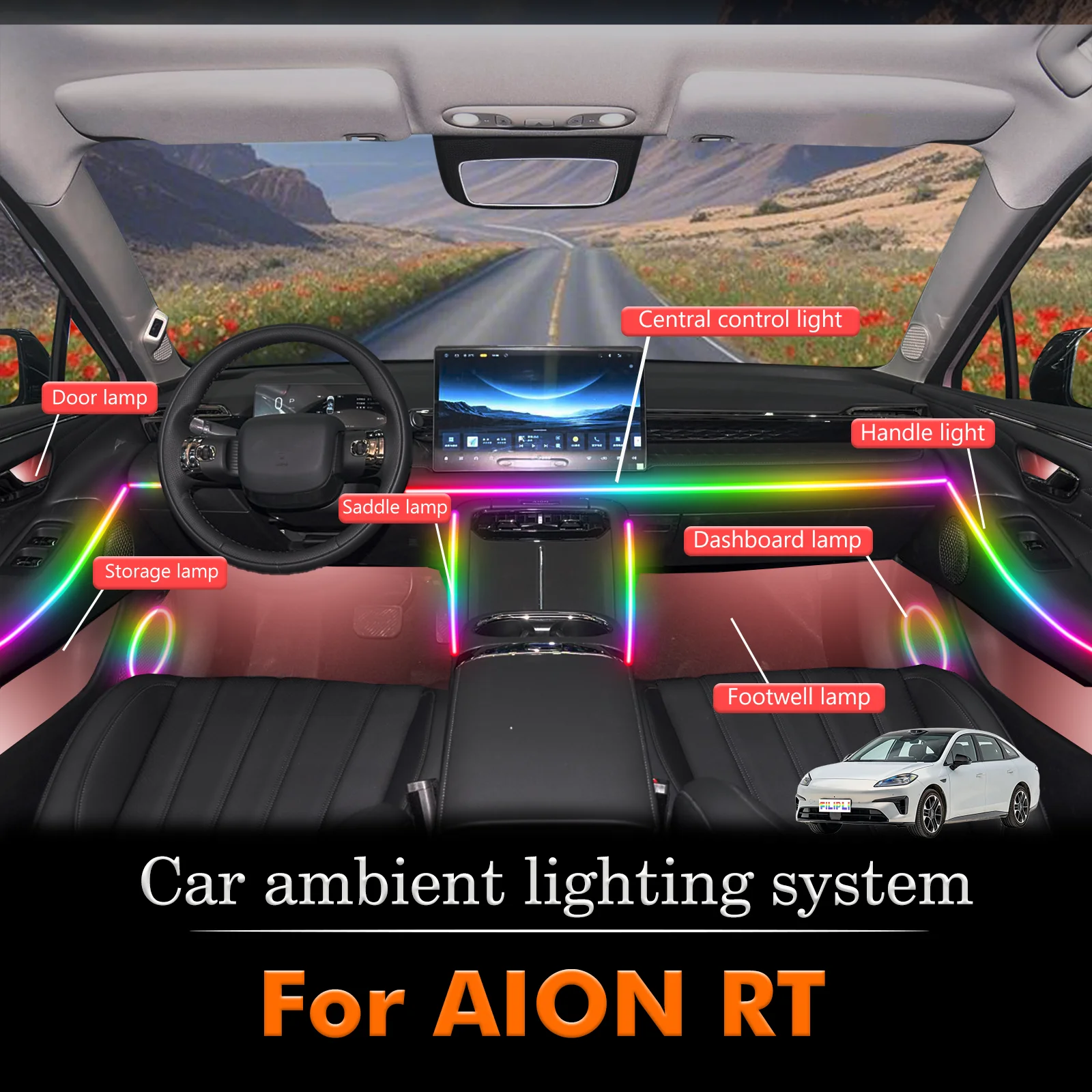 For ALON RT RGB 64 Colors LED Car Interior Ambient Light Smart Remote ...