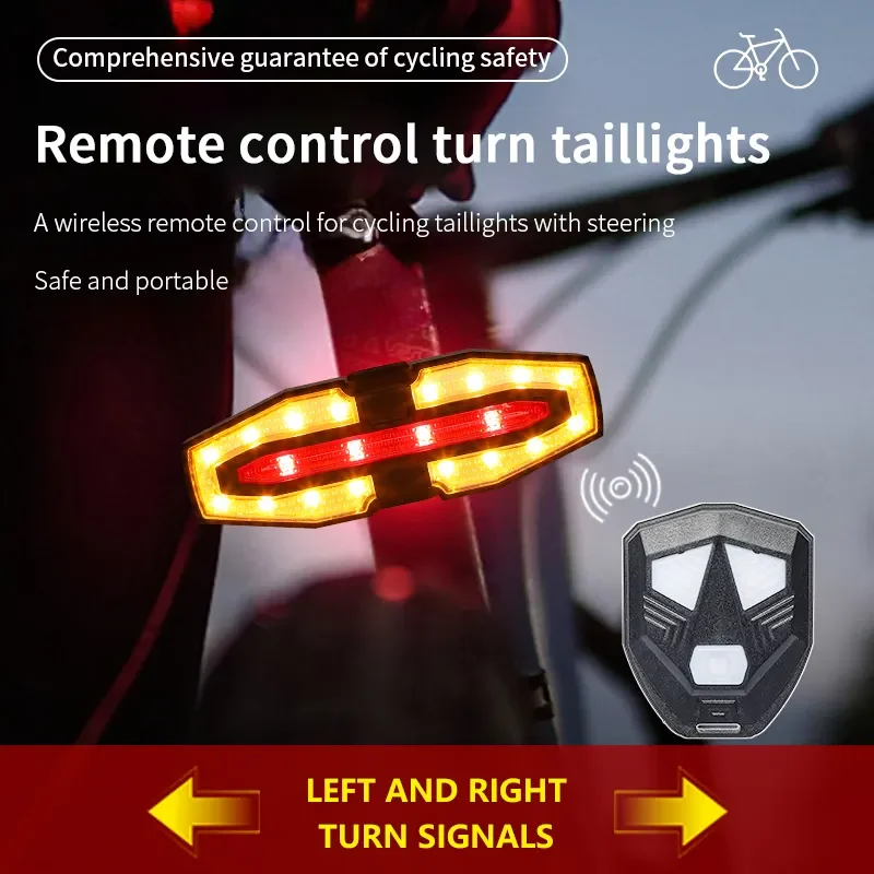USB Rechargeable Bike Turn Signals Wireless Remote Control Waterproof ...