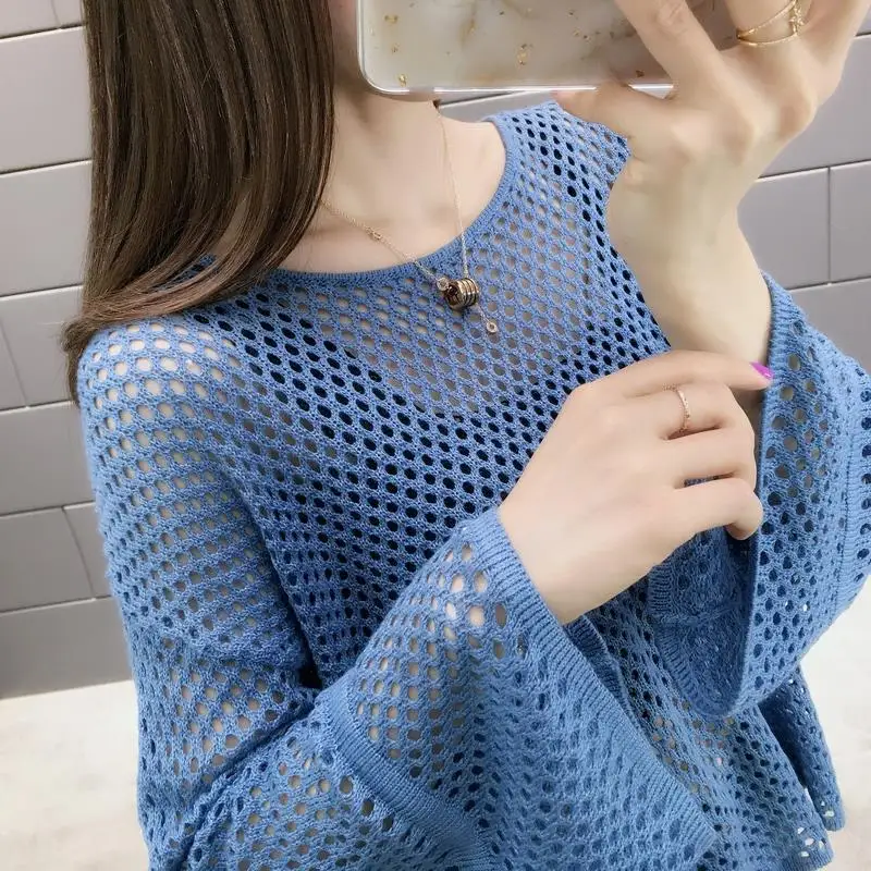 Large Ice Silk Autumn and Summer New Women's Knitted Sun Shield Shirt ...