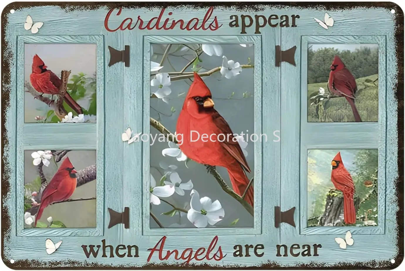 Cardinals-Appear-When-Angels-are-Near-Vintage-Metal-Tin-Sign-Funny ...