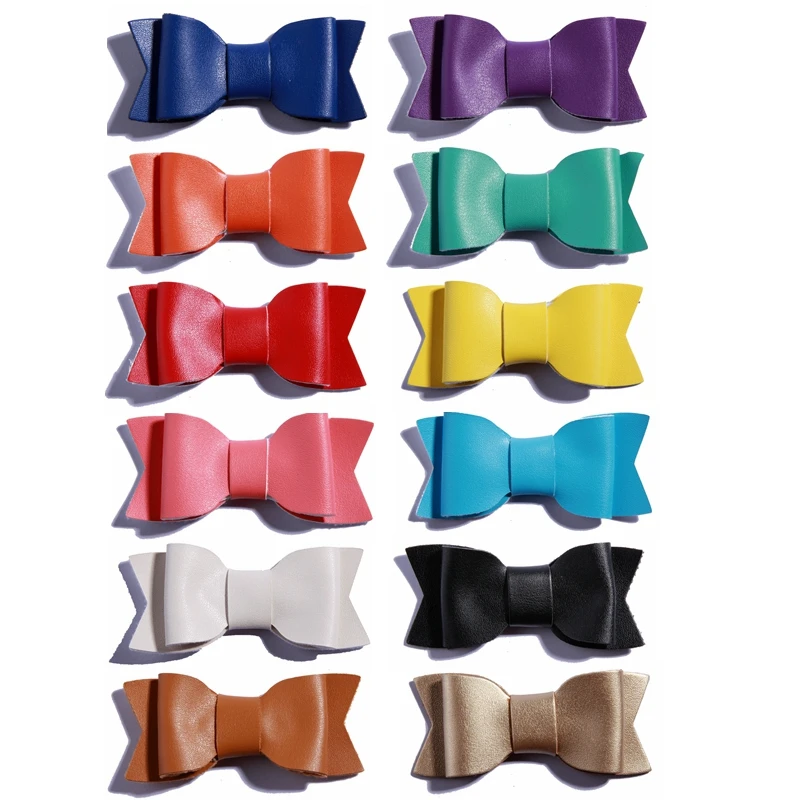 10PCS 7.5CM Hot Sale Synthetic PU Leather Bows Knot For Hair ...
