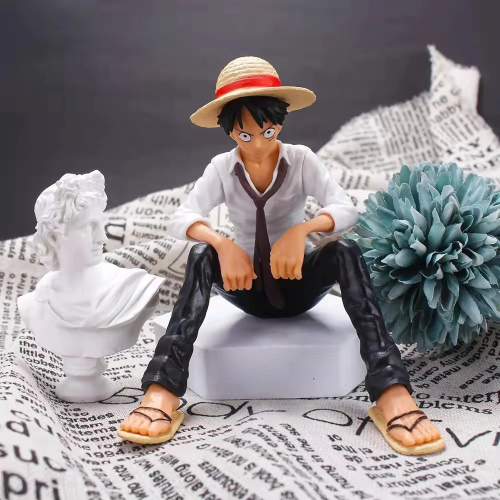 One Piece Figure Monkey D Luffy Anime Figure White Luffy Sitting ...
