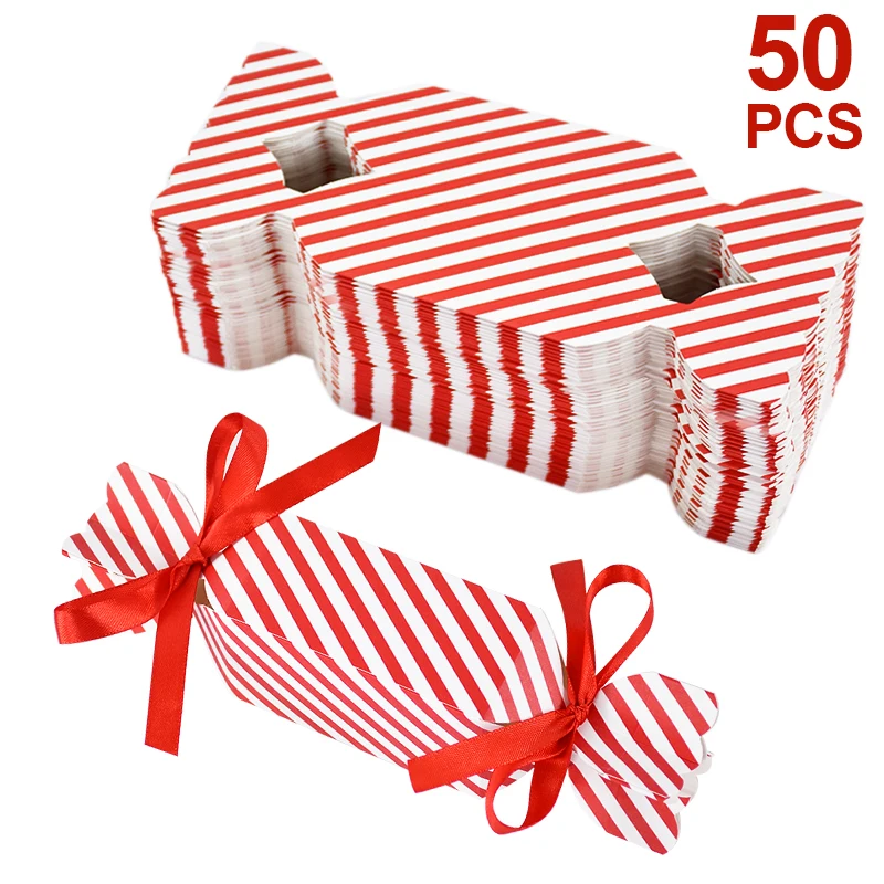 10-50pcs-Christmas-Red-Candy-Box-with-Ribbons-Chocolate-Cookies ...