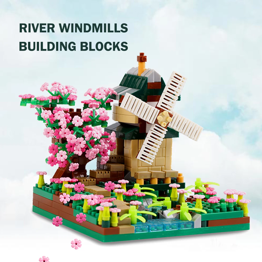 600-PCS-Sakura-Windmill-Micro-Building-Blocks-Flower-House-City-Street ...