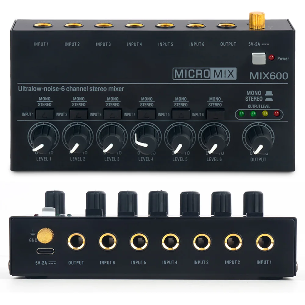 4-6-Channel-Ultra-Low-Noise-Stereo-Line-Mixer-Mini-Professional-Sound ...