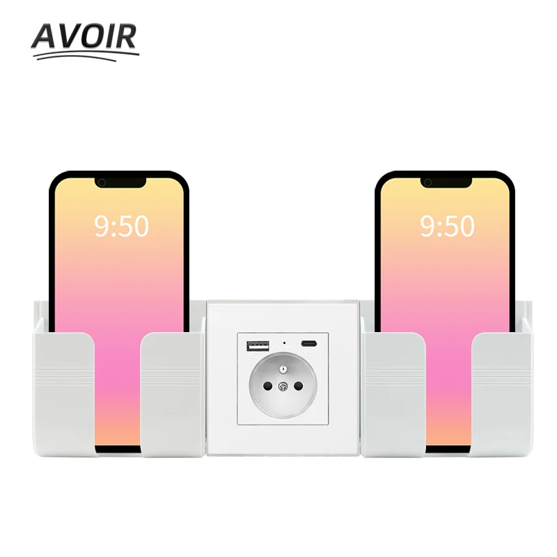 Avoir Wall Dual USB Power Socket French Electrical Outlets With Type C ...