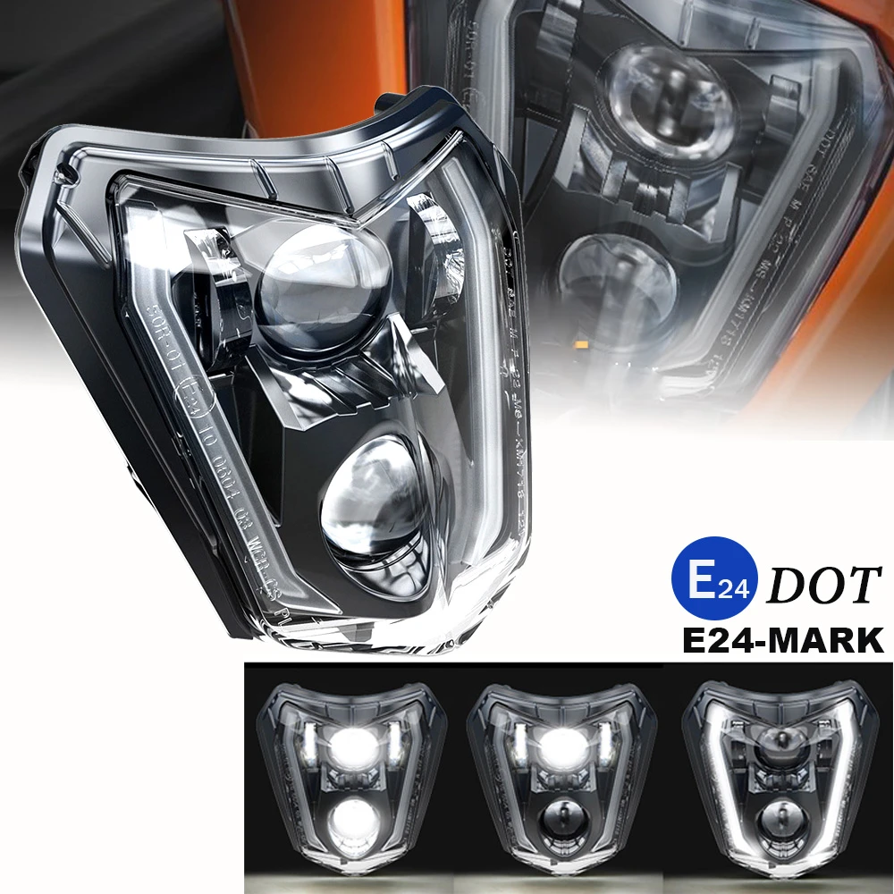 Motocross Enduro Dual Sport Light E24 mark Motorcycle LED Headlight For ...