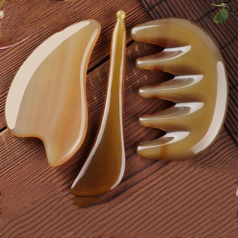 Natural Horn Scraping Plate Gua Sha Board SPA Massage Tool OX Horn ...