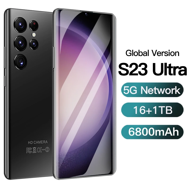 Novo S23 Ultra Smartphone 6.7 Polegada telefone 6800mAh 16 + 1TB ...
