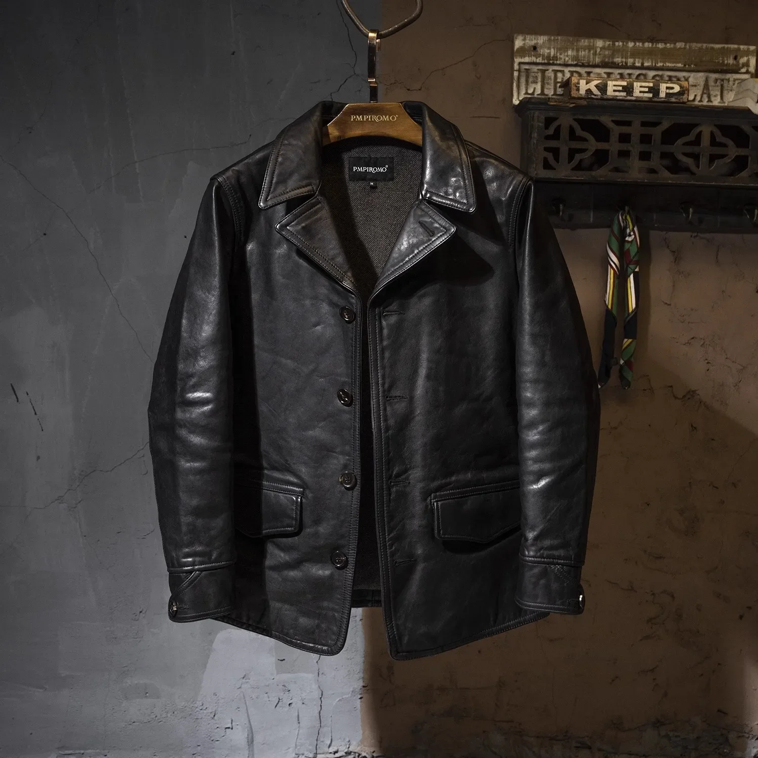 LNY-Wholesales-Classic-Vintage-style-Horsehide-car-coat-Retro-washed ...