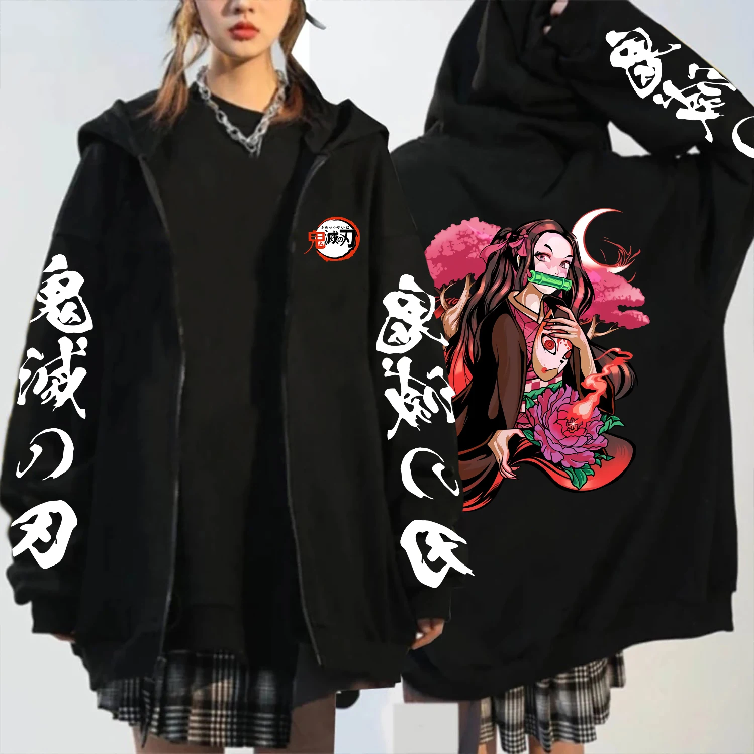 Japanese-Anime-Demon-Slayer-Kamado-Nezuko-Zip-up-Hoodies-Winter ...
